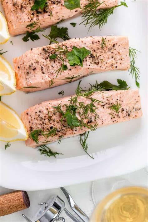 Poached Salmon Baked Bree