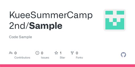 Github Kueesummercamp2ndsample Code Sample