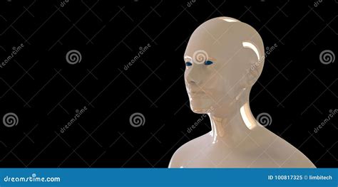 Humanoid Android Man Standing Cyberspace Binary Code Robot Artificial