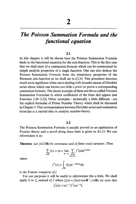 The Poisson Summation Formula And The Functional Equation Chapter 2 An Introduction To The