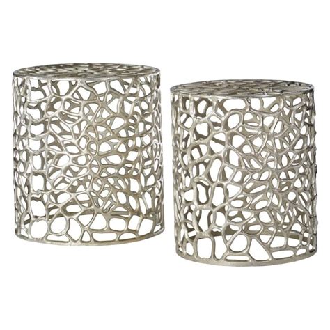 Silver Circular Side Tables With Cut Out Detail From Fusion Living