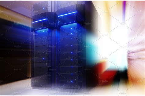 Stand With Server Hardware And Lighting In Room Motion Blur