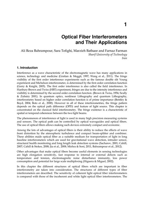 Pdf Optical Fiber Interferometers And Their Applications