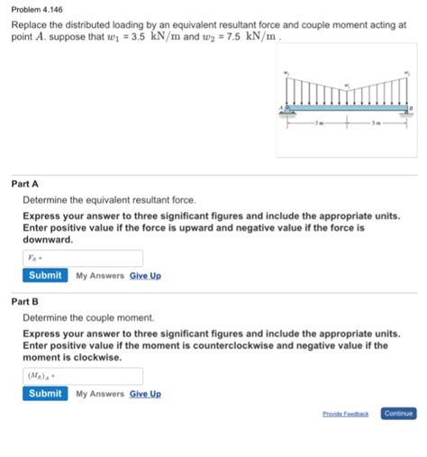 solved problem 4 146 replace the distributed loading by an