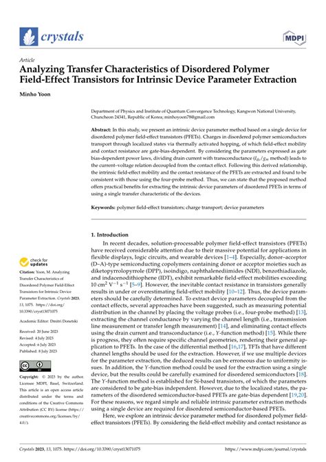 Pdf Analyzing Transfer Characteristics Of Disordered Polymer Field
