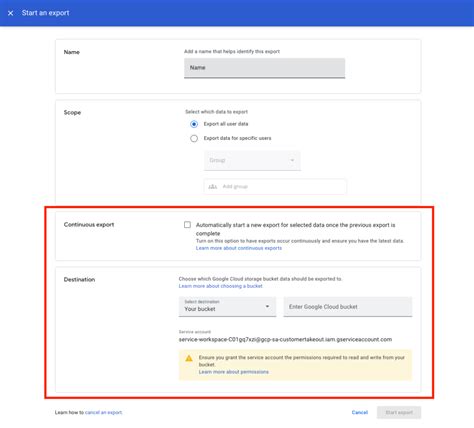 O armazenamento local de dados exporta os dados do Workspace da sua organização para a
