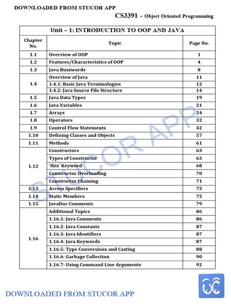 Stucor Cs3391 Nd Pdf Object Oriented Programming Method Computer