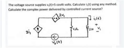 Solved The voltage source supplies v1(t)=5 cos4t volts. | Chegg.com