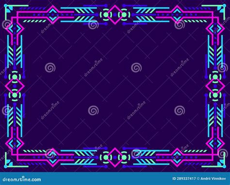 Cyberpunk Frame Linear Border In Futuristic Cyberpunk And Virtual Reality Style Frame With