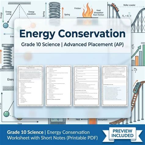 Grade 10 Science Energy Conservation Worksheet With Short Notes Pdf