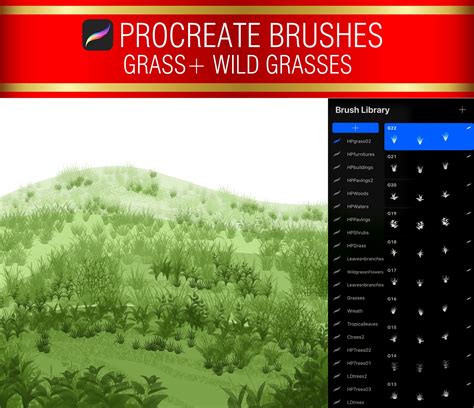 Procreate Grass Brush Procreate Brushes Grass Stamps Procreate Grass Bundle Ipad Brushes