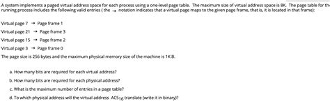 Solved A System Implements A Paged Virtual Address Space For