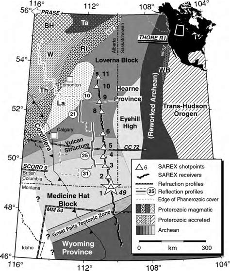 A Map Of The Alberta Basement Transect Region With The Location Of The
