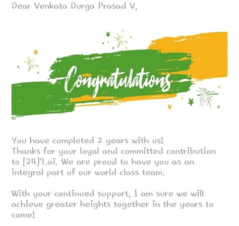 Successfully Completed 2 Years 24 7ai Venkata Durga Prasad V