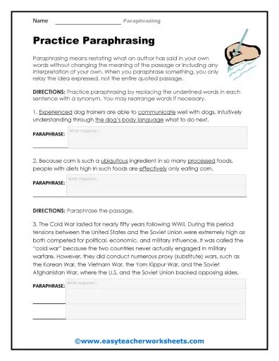 Paraphrasing Exercises