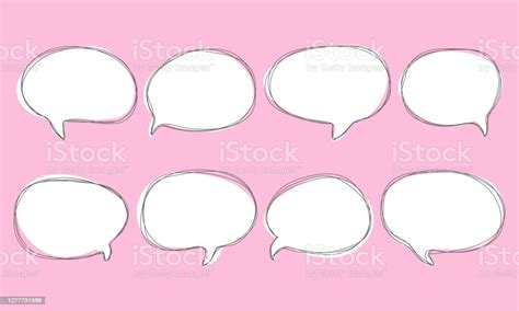 말하기 거품 텍스트 채팅 상자 메시지 상자 개요 만화 벡터 일러스트 디자인의 집합 사고 기호 기호의 풍선 낙서 스타일 경기 조추첨에 대한 스톡 벡터 아트 및 기타 이미지