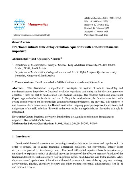 Pdf Fractional Infinite Time Delay Evolution Equations With Non Instantaneous Impulsive