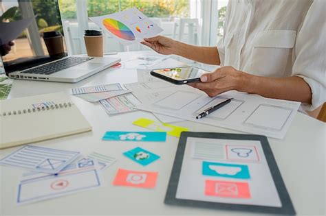 Premium Photo Creative Web Designer Planning Application And