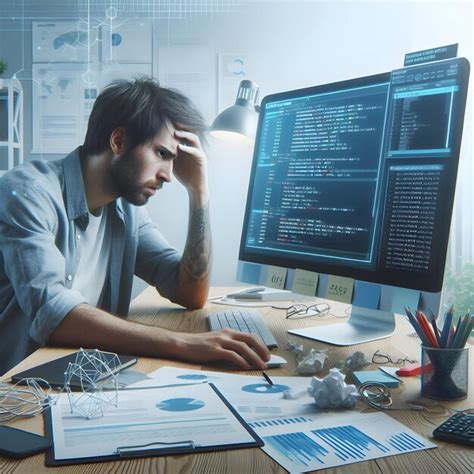 Photo Realistic As Developer Looking At A Failed Code Deployment
