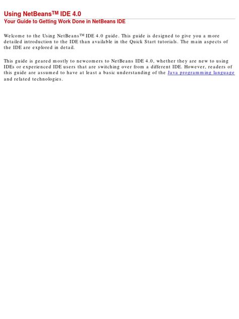 Usingnetbeans4 0 Pdf Pdf Net Beans Applications And Software