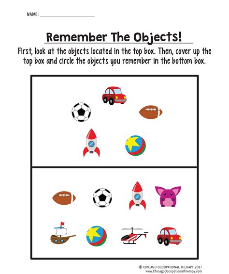 Working Memory Worksheets