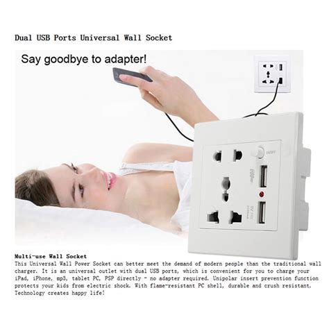 Universel 2100ma 5v 2 Usb Prise Murale Ca 110 250v Grandado
