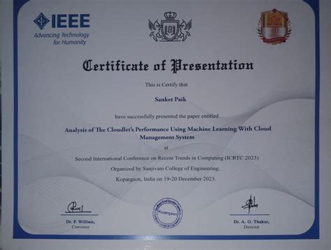 Sanket Paik On Linkedin Thrilled To Share Certificate Of Presentation