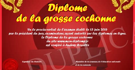 Diplome De La Grosse Cochonne