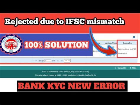 Ifsc Mismatch In Epfo Bank Kyc YouTube