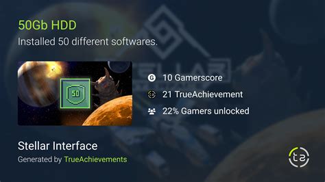 50gb Hdd Achievement In Stellar Interface