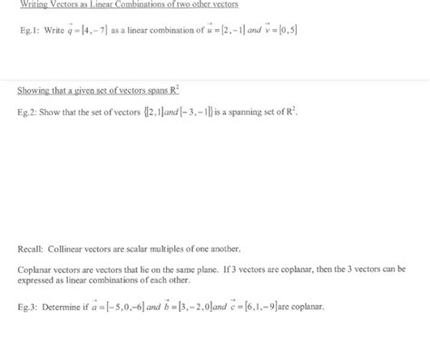 Writing Vectors As Linear Combinations Of Two StudyX