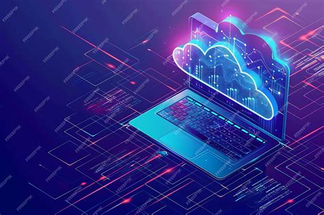 Premium Photo Cloud Computing Technology Concept 3d Rendering Toned Image Double Exposure