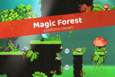 Platformer Tileset Magic Forest 2d Environments Unity Asset Store