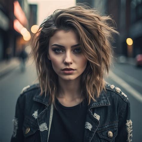 Premium Photo Portrait Of A Beautiful Young Short Haired Girl
