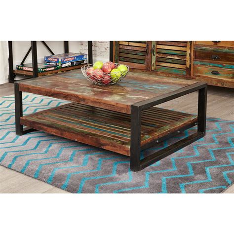 Shoreditch Rustic Rectangular Coffee Table Reclaimed Wood Coffee Tables