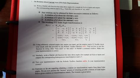 1 On Rotation About Current Axes Zyz Euler