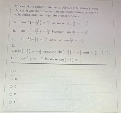 Solved Choose All The Correct Statements Use CAPITAL Chegg