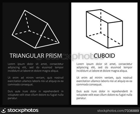 Triangular Prism And Cuboid Geometric Shapes Simple Figures Sketches