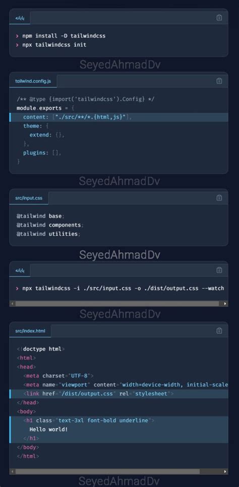 آموزش نصب و کار با تیلویند سی اس اس Tailwind Css ویرگول