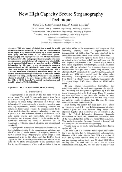 pdf new high capacity secure steganography technique