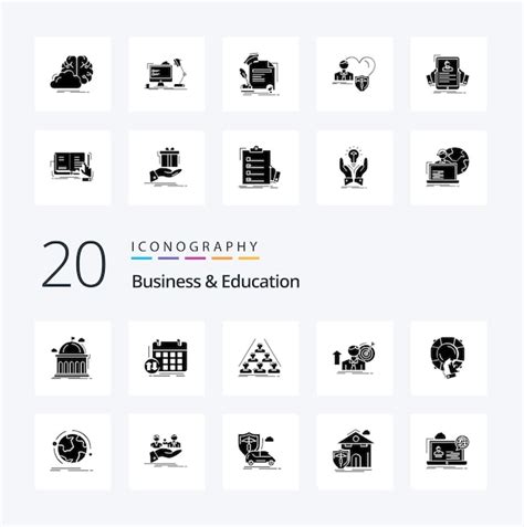Premium Vector | 20 business and education solid glyph icon pack like target success appointment ...
