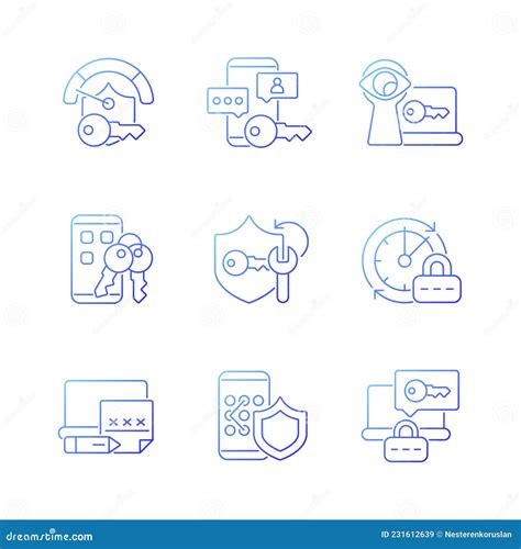 Password Requirements Gradient Linear Vector Icons Set Stock Vector