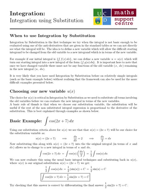 Integration By Substitution Pdf Integral Calculus