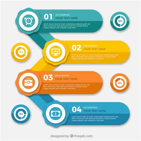 차트와 컬러 Infographic 배너 세트 무료 벡터