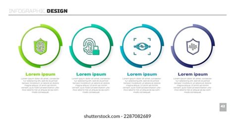 Set Fingerprint Shield Lock Eye Scan Stock Vector Royalty Free Shutterstock