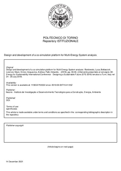 Pdf Design And Development Of A Co Simulation Platform For Multi Energy System Analysis