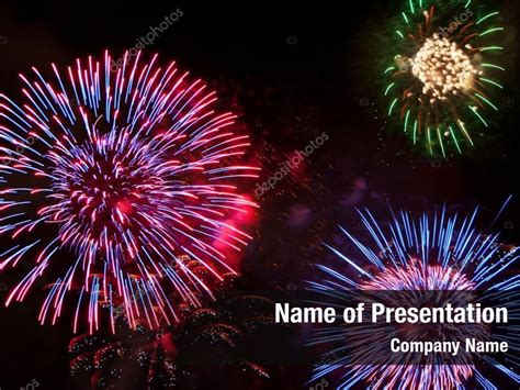 Night Colorful Fireworks Sky Powerpoint Template Night Colorful