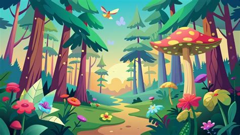 Premium Vector A Forest With A Forest And A Path With A Forest Scene