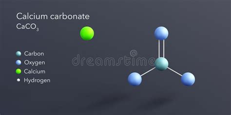 Calcium Carbonate Molecule 3d Rendering Flat Molecular Structure With
