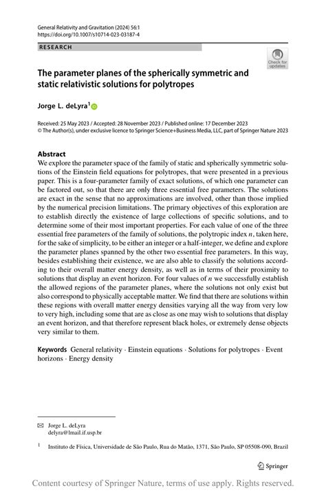 The Parameter Planes Of The Spherically Symmetric And Static Relativistic Solutions For Polytropes